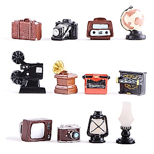 12Pcs Dollhouse Furniture Accessories Decor, Miniature Doll House Retro Home Appliances Ornaments, Mini Simulated Furniture Models for Pretend Play and Diorama DIY