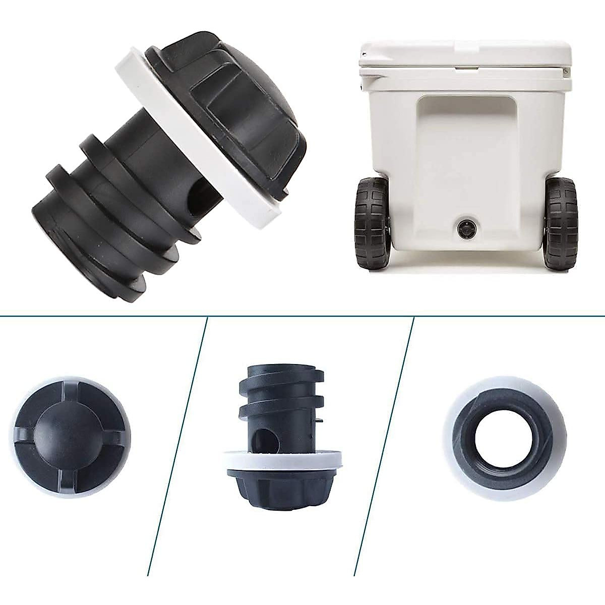 Cooler Drain Plug for Yeti Cooler Plug Replacement Accessories for Yeti, Cooler Wheels Compatible with Yeti's Line of Roadie, Tundra, and Tank Coolers Fit ORCA Coolers (Black, 2 Pack)