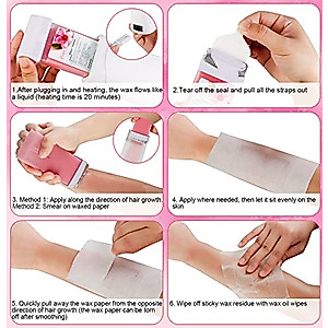 Wax Roller Kit for Hair Removal,Roller Waxing Kit,Roll On Wax Kit For Hair Removal Sensitive Skin,Roll On Wax Kit For Face,Arms, Legs And Larger Areas Of The Body Hair Removal,Roll on Wax Warmer Kit