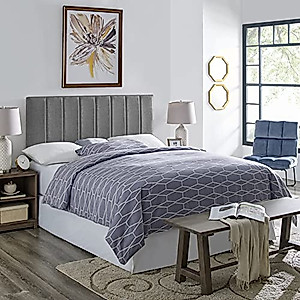 Classic Brands Sienna Tufted Upholstered Headboard, Light Grey King