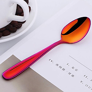 Do Buy 8 Pieces 18/10 Dessert Spoons Teaspoons Small Coffee Spoons Espresso Spoons, 5.5 Inch (multicolor)