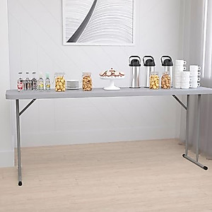 Flash Furniture Kathryn 6-Foot Gray Plastic Folding Training Table, Grey