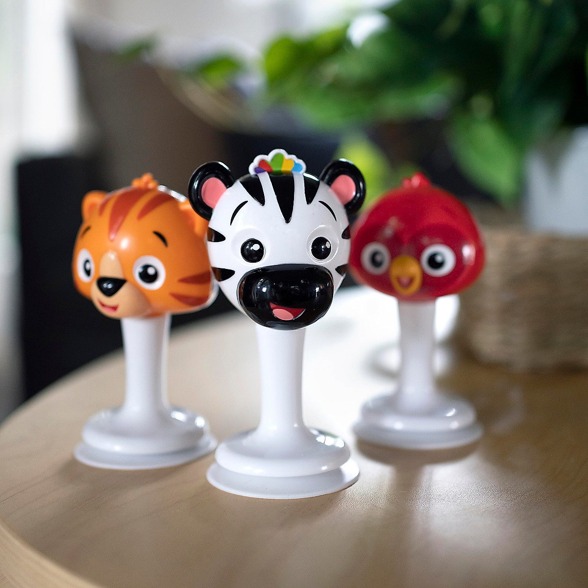 Baby Einstein Rattle & Jingle Trio High Chair Suction Toys Take-Along Musical Rattle Set Age 6 Months +, Multicolor, 3 Count