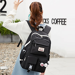 HANXIUCAO Girls Laptop Backpack Teen School Bag College Student Backpack For Woman (black)