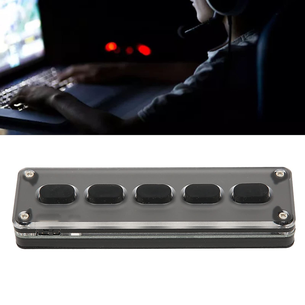 Pomya Programmable Mini Keypad, USB Bluetooth Dual Mode, 5 Keys Mute DIY Gaming Keyboard, for Designers, Video Editors, Computer Universal, Built in Battery(Black)