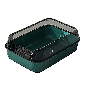 Qianly Cat Litter Box,Cat Toilet,Detachable, Anti Splash,Easy to Clean, Stain Resistant Scatter Shield Kitty Litter Pan Cat Litter Tray Kitty, Green