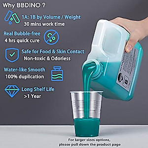BBDINO Super Elastic Silicone Mold Making Kit, Mold Making Silicone Rubber N.W. 21.16 oz, Liquid Silicone Rubber Mold Making, Ideal for Casting 3D Silicone Molds| Food Molds 1:1 by Volume, Jade Green