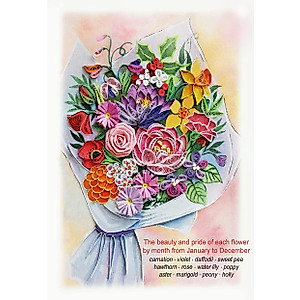 TUMYBee Colorful Bouquet Quilling Floral Card, Anniversary, Thank You, Birthday, 5 x 7 inch