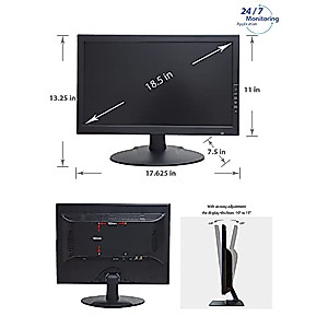101AV 18.5" Professional LED Security Monitor HDMI VGA & BNC Input Audio Video Display Computer PC Monitor w/Speaker for CCTV DVR Office & Home Security Camera System Surveillance Optional Wall Mount
