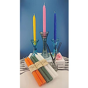 Lacaser Nature Beeswax Taper Candles Colorful 7 Pairs Set, Dripless & Smokeless & Unscented, 14 pcs 9" Long Candlesticks Rainbow Colored, Gift Box Packed