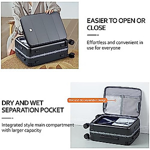 Hanke Carry On Luggage Hard Shell Suitcases with Spinner Wheels Top Zip Suitcase for Men Women TSA Luggage Travel Suit Case Lightweight Wide Handle Rolling Luggage 20 Inch(Graphite Grey)