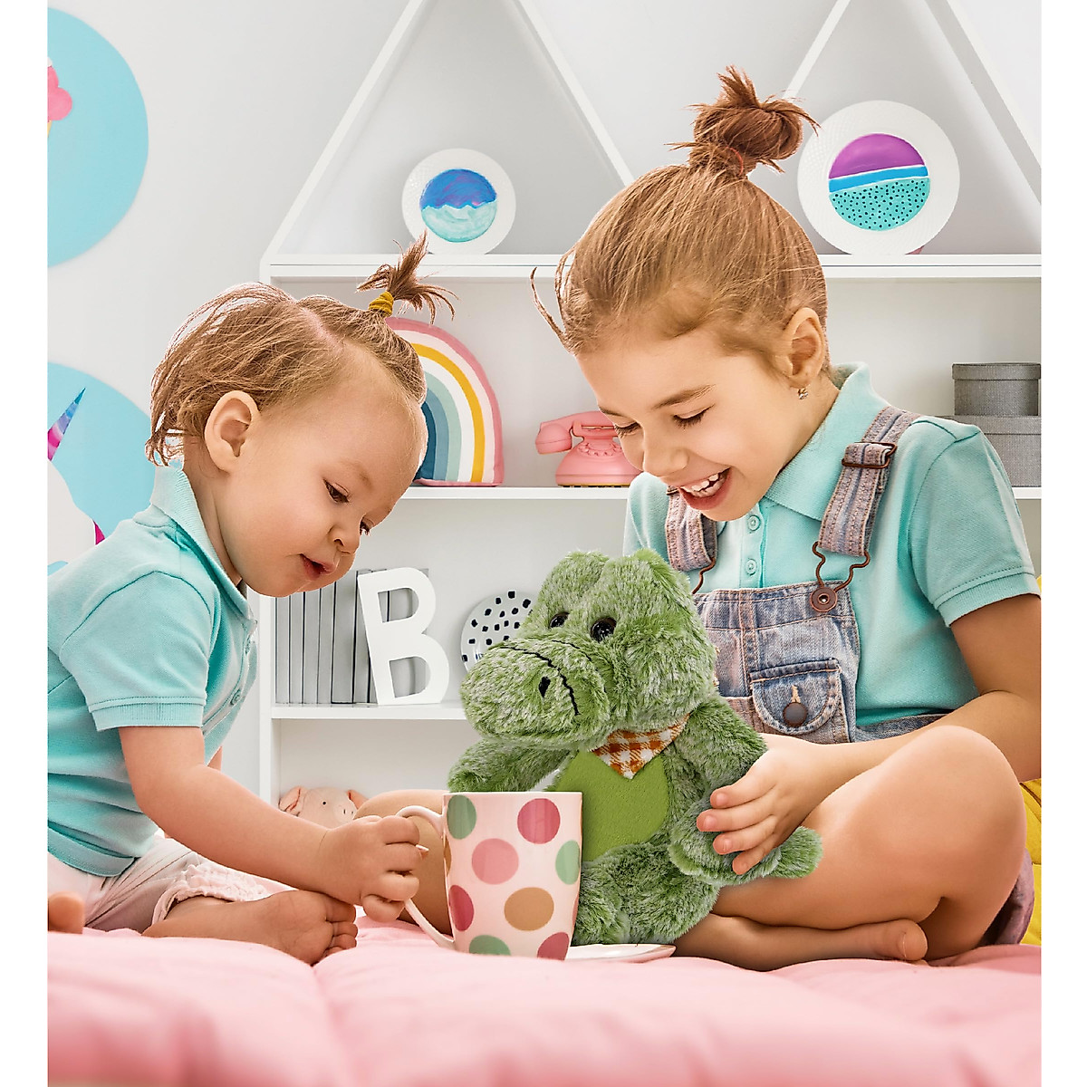 Puzzled DolliBu Plush Alligator Stuffed Animal - Soft Fur Huggable Green Alligator, Adorable Playtime Gator Plush Toy, Cute Wild Life Cuddle Gift for Kids & Adults - 8 Inch