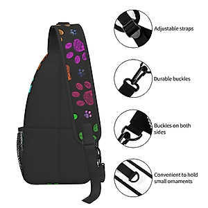 Dog Paw Print Sling Bag Crossbody Backpack For Women Men Hiking Travel Over The Shoulder Bag Pouch Small Daypack Casual One Strap Pack Lightweight Cross Chest Bag Purse Outdoor Cycling