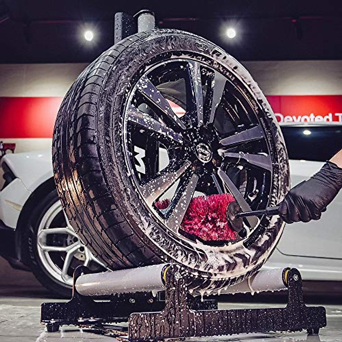 Maxshine Car Detailing Rolling Wheel Stand, WS01-XL, 360 Tire & Wheel Detailing System, Automotive Detailing Equipment, Rim Cleaner Stand, Tire Cleaner Stand, Tire Shine Applicator Stand (XLarge)