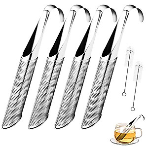 4 Pack Tea Infusers Tea Filter and 2 Brush, Stainless Steel Tea Infuser Stick Pipe Tfor Loose Tea Leaf Coffee, Seasonings and Spices，Fine Mesh Ball for Loose Tea Leaf Pincer Tea Ball Tea Filter