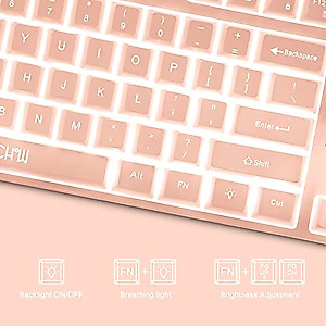 Gaming Keyboard and Mouse Pink Keyboard with White Backlit,CHONCHOW USB Wired 87key Gaming Keyboard Mini and Mouse 3600DPI,19 Keys No-Conflict, Illuminated Keys Compatible with PC/Ps4，Ps5/Xbox/Mac