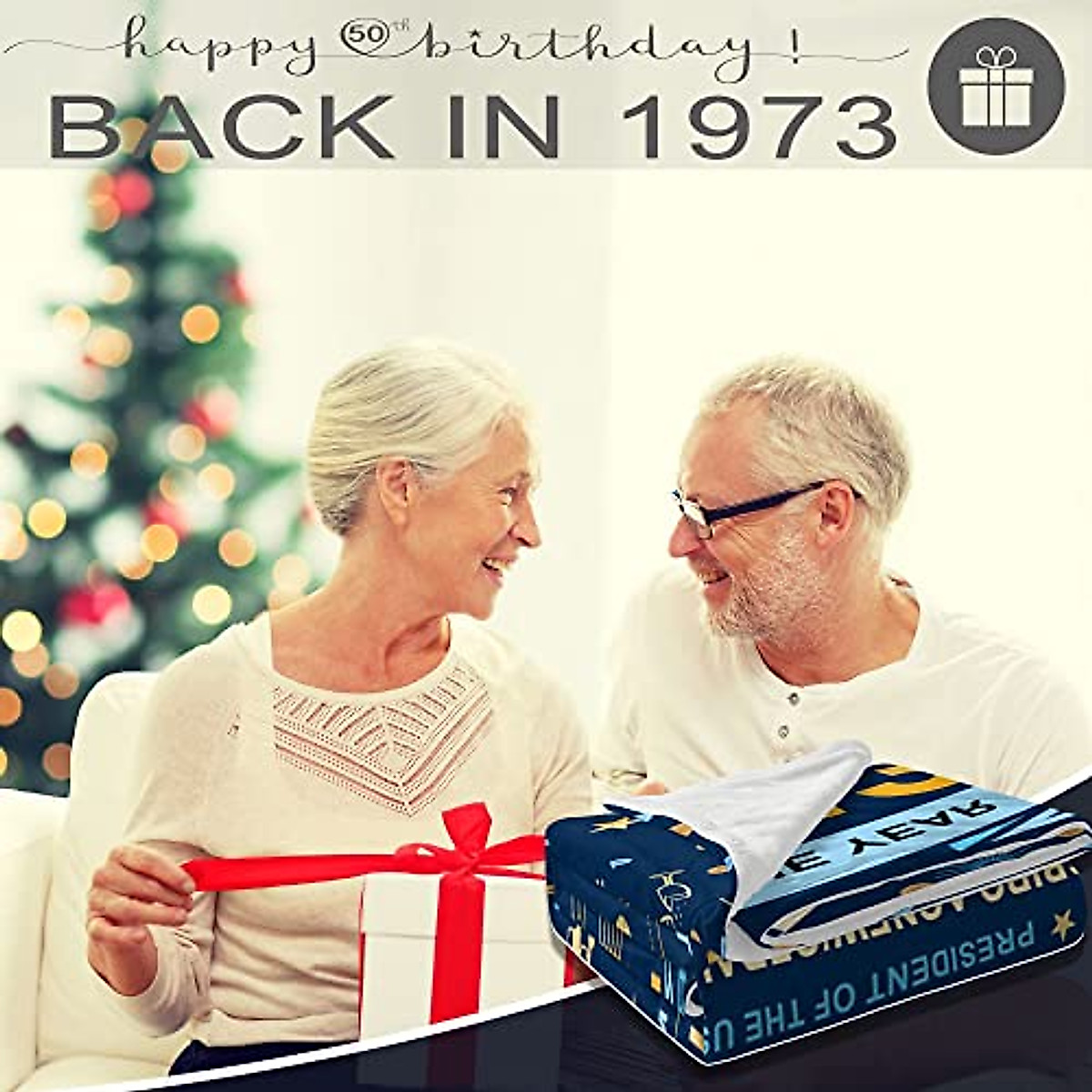 Shanfeirui 50th Birthday Gifts for Women, 50th Birthday Gifts for Men, 50th Birthday, 50th Wedding, 50th Wedding Ideas, Back in 1973 Gifts Blanket 50 × 60 inches