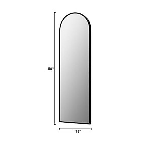 Antok Over The Door Mirror Full Length, 50"x16" Arched Top, Black, Modern Style, Space Theme, Explosion Proof, Tempered Glass, Wall & Door Hanging, Bedroom, Bathroom, Living Room
