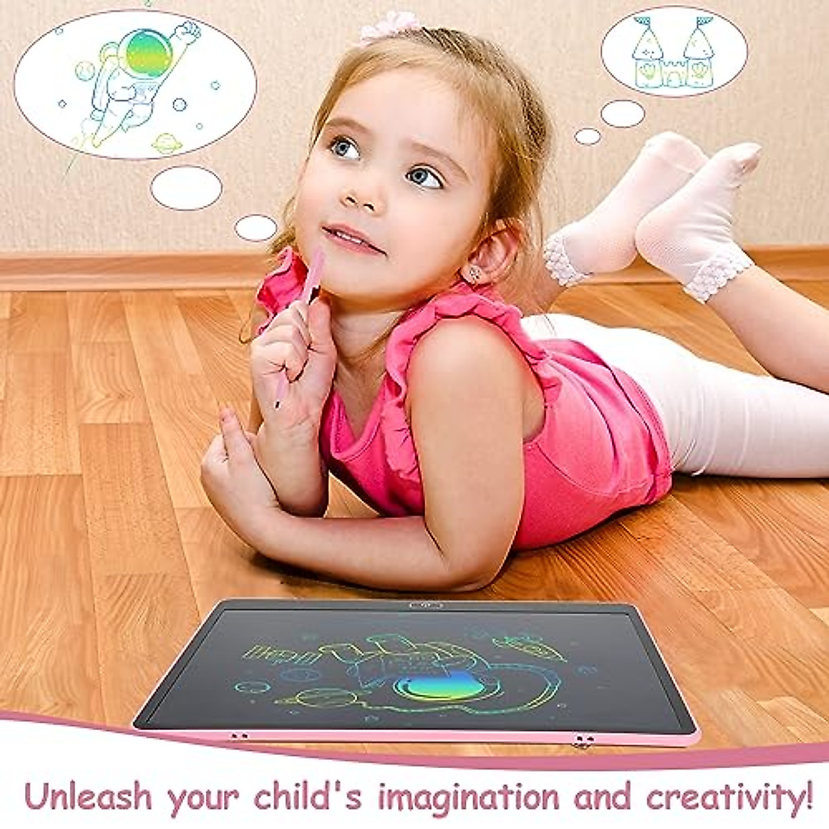 Writing Tablet for Kids 16 Inch LCD Kids Drawing Tablet Large Screen Erasable Drawing Colorful Doodle Board Learning Educational Toy Gift for 3 4 5 6 7 Year Old Girls Boys (Blue)