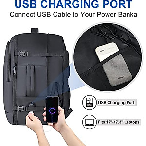 Travel Backpack for Men, Carry On Backpack Flight Approved, 40L-50L Expandable Extra Large Backpack, Waterproof Business Overnight Daypack Weekender Bag Fit 17 Inch Laptops, Travel Gifts for Men Women