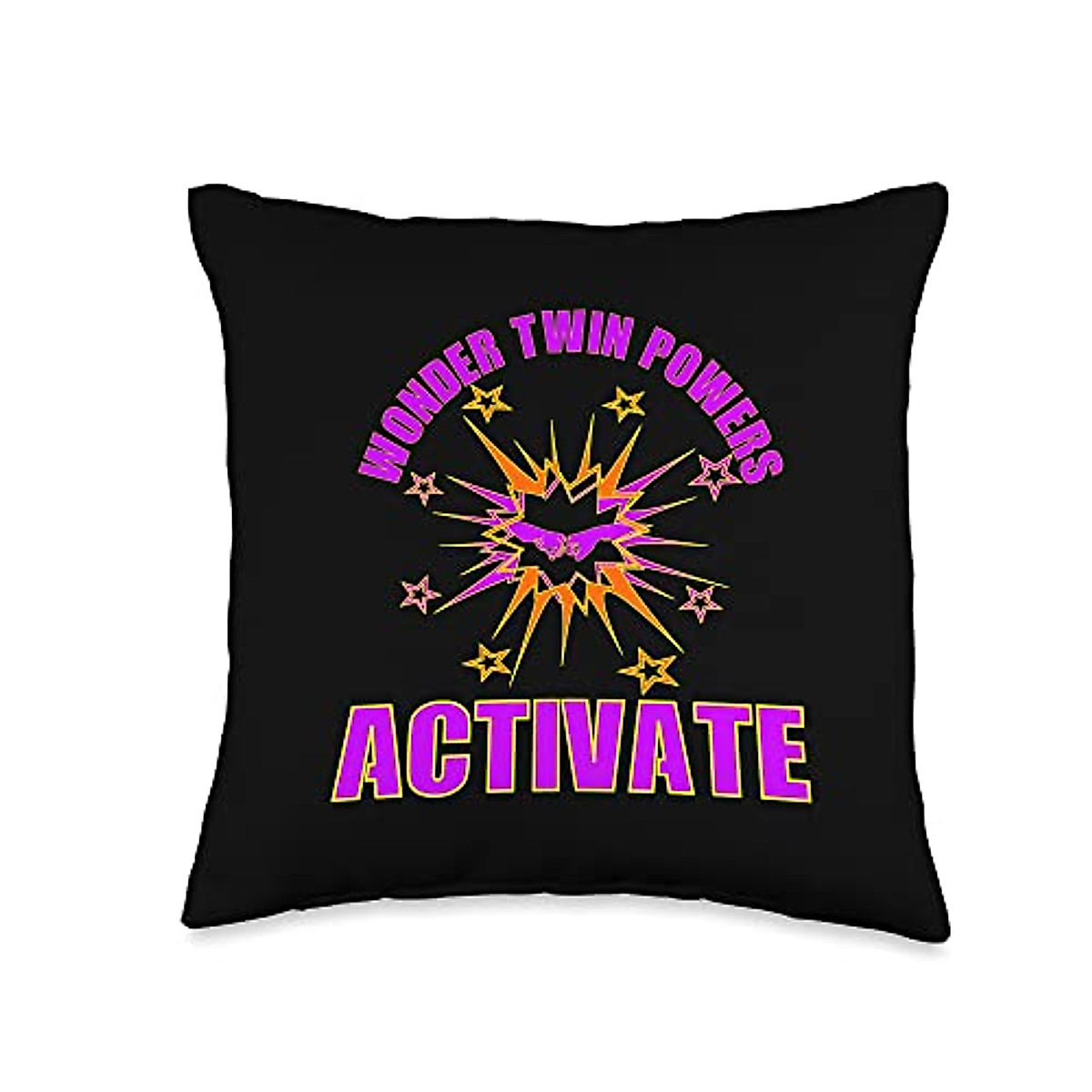 Wonder Twin Powers Activate Fraternal Twins Wonder Powers Activate Design Funny Twins Comic Saying Throw Pillow, 16x16, Multicolor
