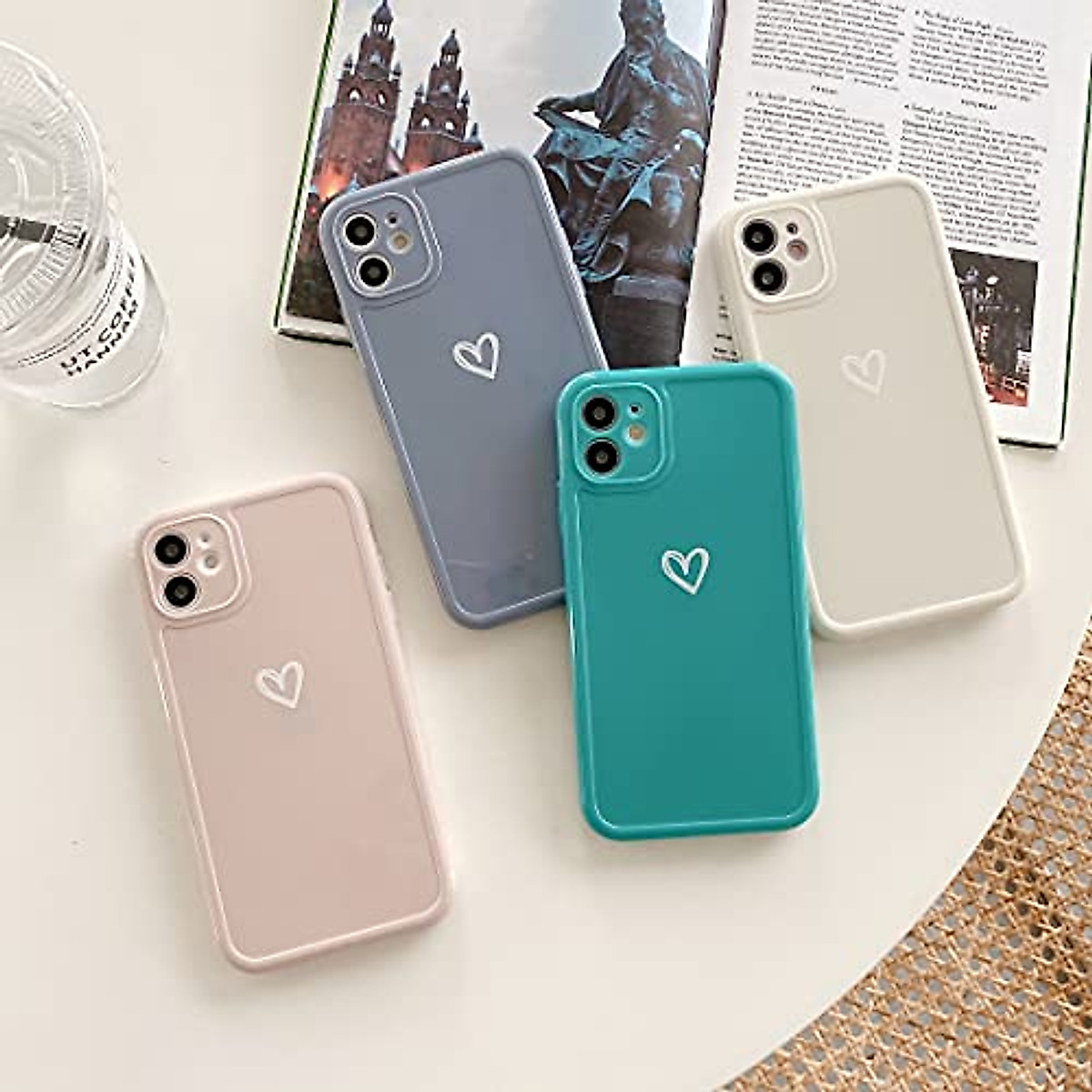 Compatible with iPhone XR Case for Women Girls, Cute Love Heart Pattern Soft Slim TPU Protective Bumper Phone Case for iPhone XR 6.1＂-Blue Gray