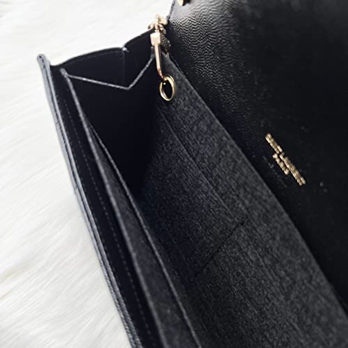 From HER Purse Organizer Insert Conversion Kit with Gold Chain Felt Handbag (Black)