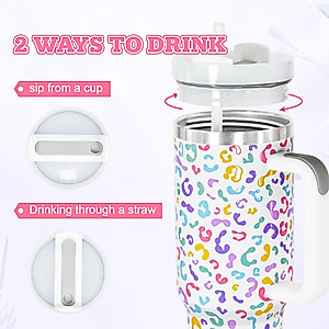 sweet grain 40 oz Tumbler with Handle and Straw, Keeps Drinks Cold Up to 24 Hours Leopard Tumbler, Stainless Steel Vacuum Insulated Travel Mugs for Water, Iced Tea or Coffee