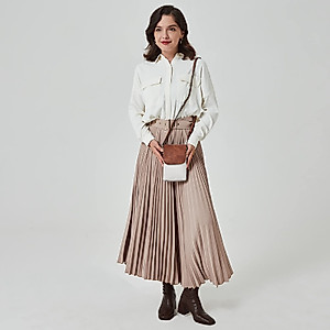 BOSTANTEN Leather Small Crossbody Bags for Women Designer Cell Phone Bag Wallet Purses Adjustable Strap White with Brown