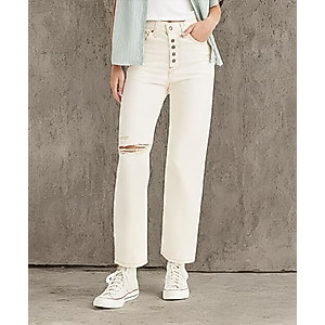 Levi's Women's Snap Ribcage Straight Ankle Jeans, (New) White Destructed, 31