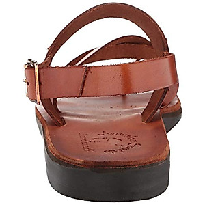 Amos - Leather Ankle Strap Flat Sandal - Honey