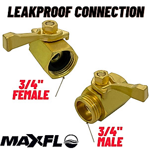 Heavy Duty Brass Hose Shut Off Valve | 2 Pack Garden Hose Connector | Water Hose Valve Shut Off | Shutoff Valve | 2 Extra Pressure Washers | Fits All Standard Hoses