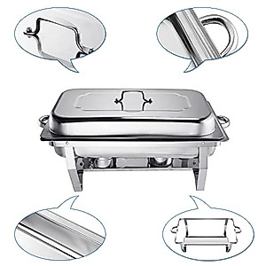3 Packs Chafing Dishes Buffet Set, 8 Quart Buffet Servers and Warmers, Chaffing Servers Stainless Steel with 2 Half Size Food Pans, Rectangular Food Warmers for Parties Buffets