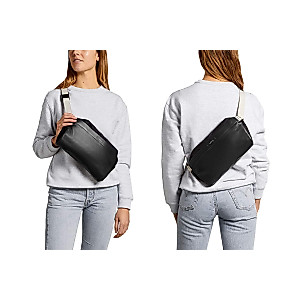 Bellroy Sling Bag - Premium (Premium Leather & Fabric Crossbody Bag For Men & Women, Multiple Organization Compartments, Magnetic Clasp) - BlackSand