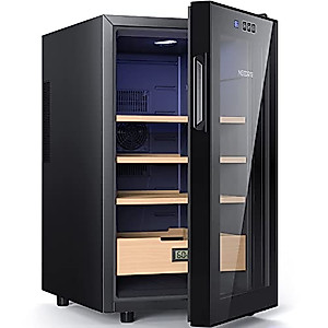 NEEDONE 350 Count Electric Cooler Cabinet, Made with Spanish Cedar Wood Shelves & Drawer with Hygrometer, LED Lighting, Cooling Function, Gift for Men