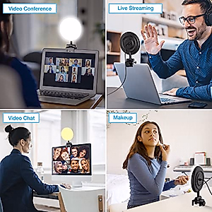 Video Conference Lighting, 4.0" Ring Light for Computer Laptop Monitor, Small Clip on Laptop Ring Lights for Video Calls, Remote Working, Zoom Meetings, Live Streaming, Online Teaching, Interview