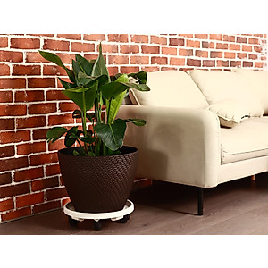 3 Pack Large Plant Caddy with Wheels 15.8" Rolling Plant Stands Heavy-duty Plastic Plant Roller Base Pot Movers Plant Saucer on Wheels Indoor Outdoor Plant Dolly with Caster Planter Tray Coaster White