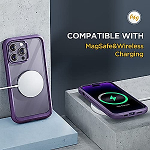 Miracase Glass Series for iPhone 14 Pro Case 6.1 Inch, 2023 Full-Body Clear Bumper Case with Built-in 9H Tempered Glass Screen Protector, with Camera Lens Protector (Noble Purple)