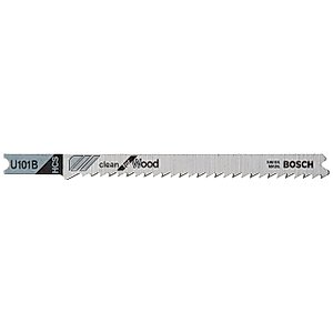 BOSCH U101B 5-Piece 4 In. 10 TPI Variable Pitch Clean for Wood U-shank Jig Saw Blades, Silver Metallic