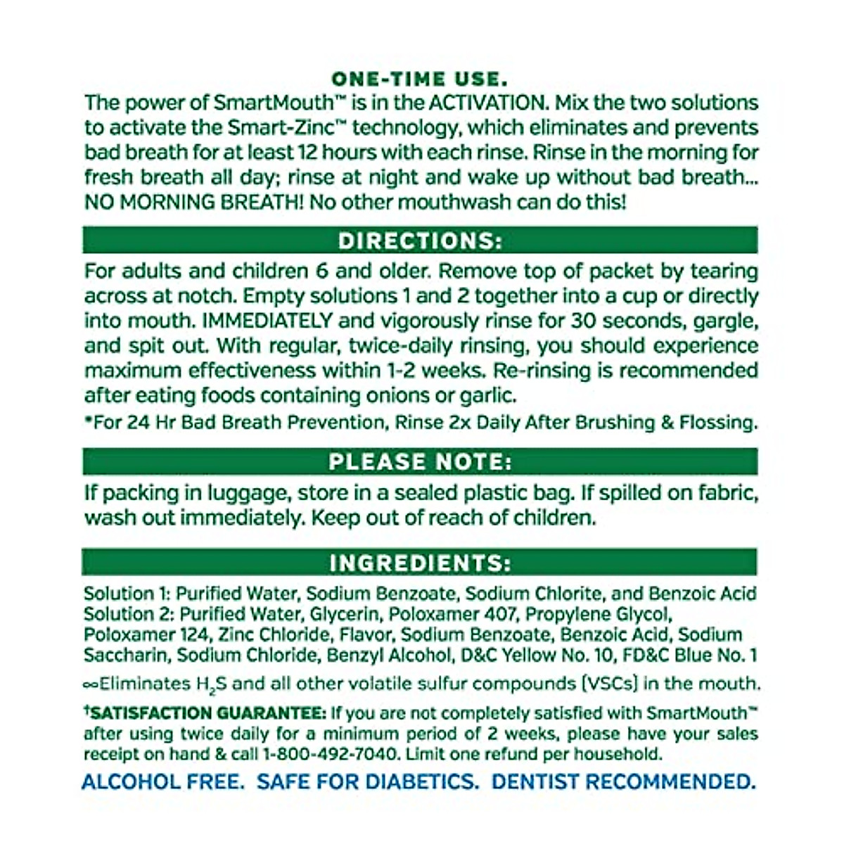 SmartMouth Original Activated Mouthwash Single Packs, Travel Mouthwash, Fresh Mint, 30 Pack