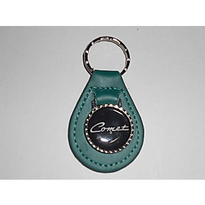 COMET SCRIPT LEATHER KEYCHAIN - TEAL