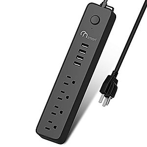 ONSMART USB Surge Protector Power Strip, 4 Multi Outlets with 4 USB Charging Ports, 3.4A Total Output-600J Surge Protector Power Bar, 6 ft Long UL Cord, Wall Mount-Black…