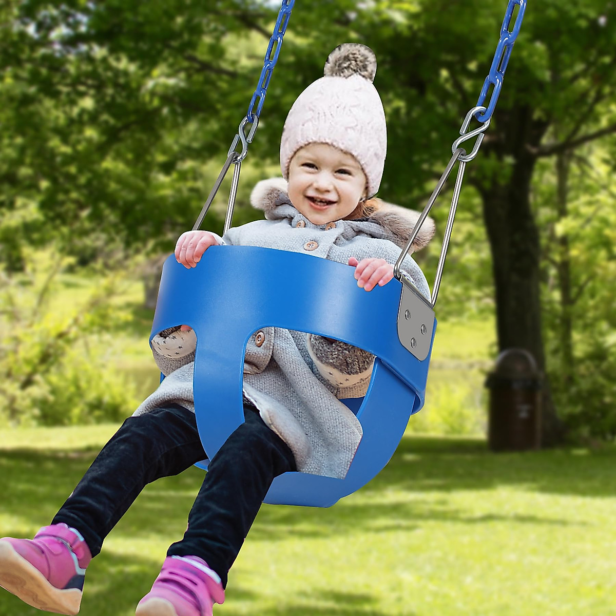 RedSwing Heavy-Duty High Back Half Bucket Toddler Swing Seat with Coated Swing Chains and Safety Strap