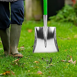 GANAZONO Snow Shovel Head Stainless Steel Winter Snow Removing Shovel Poultry Feed Shovel Head Pan Snow Pushing Shovel Accessories (Silver)