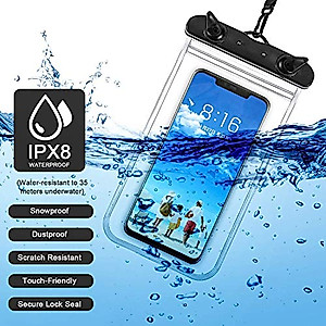 ORIbox Waterproof Pouch Phone Dry Bag Underwater Case for iPhone 12 11 Pro Max XS Max XR X 8 7 6S Plus SE 2020 12 mini Galaxy Pixel, Black(2 Packs)
