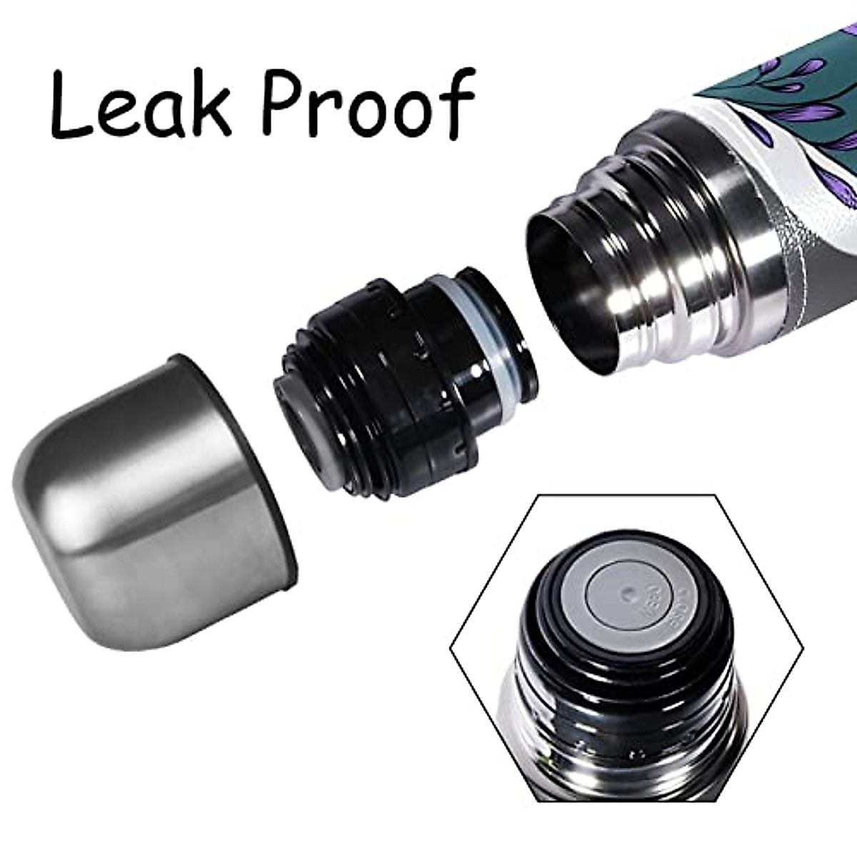 Stainless Steel Leather Vacuum Insulated Mug Plant Thermos Water Bottle for Hot and Cold Drinks Kids Adults 16 Oz