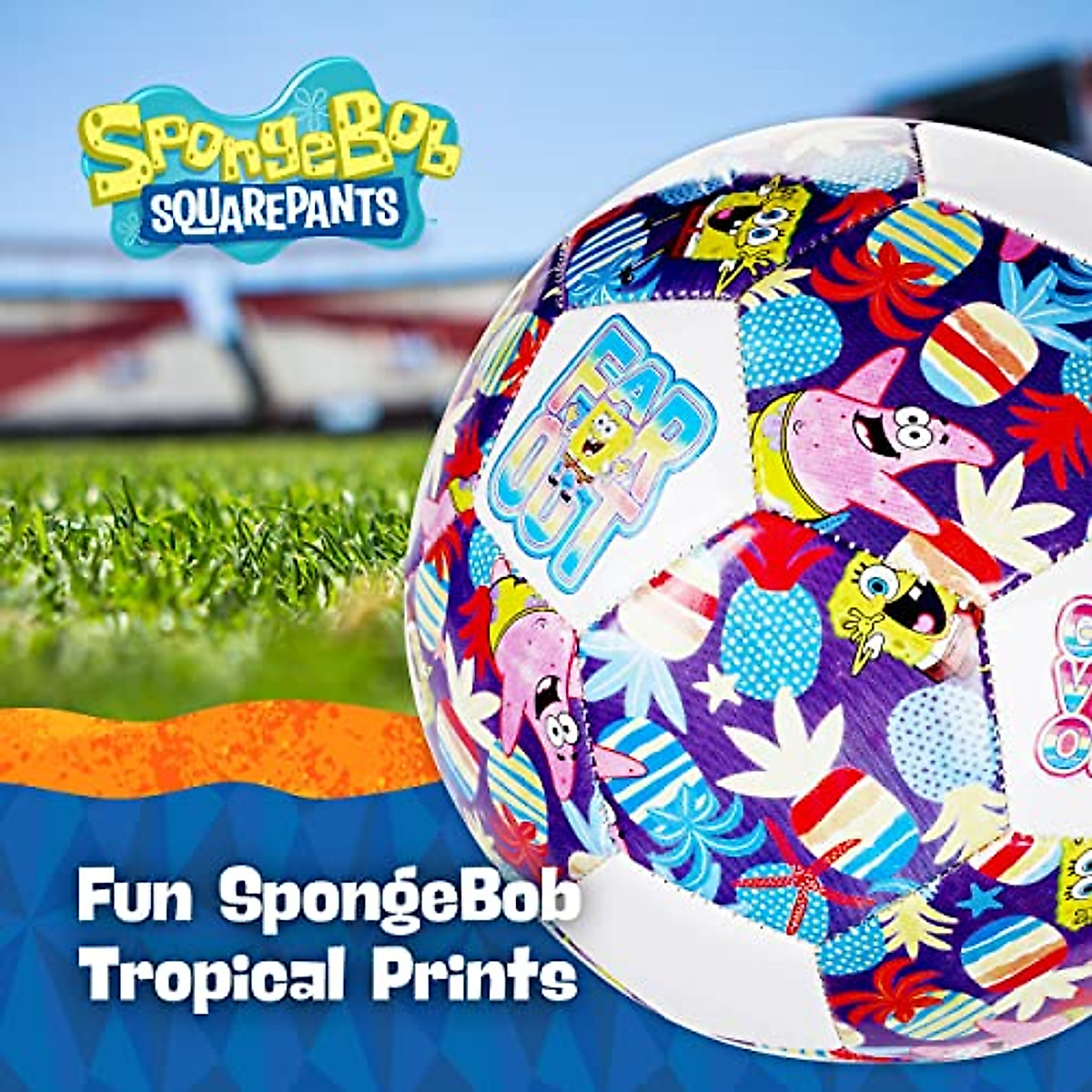 Capelli Sport Spongebob Squarepants Soccer Ball Size 5, Patrick Star and Pineapple Design Officially Licensed Futbol for Boys and Girls Soccer Players, Multi