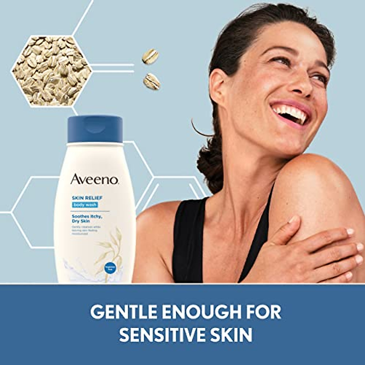 Aveeno Skin Relief Fragrance-Free Body Wash with Oat to Soothe Dry Itchy Skin, Gentle, Soap-Free & Dye-Free for Sensitive Skin, 33 fl. Oz