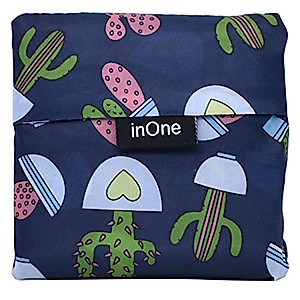 Reusable Grocery Bags Portable Fold Shopping Tote Bags with Pouch - Cactus 1 Pack