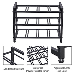 Honiter 12 Bottle Wine Rack Countertop, Storage Wine Rack Freestanding Floor, Display Storage Wine Rack, Industrial Metal Wine Shelf Organizer for Cabinet Tabletop Bar Cellar, Black